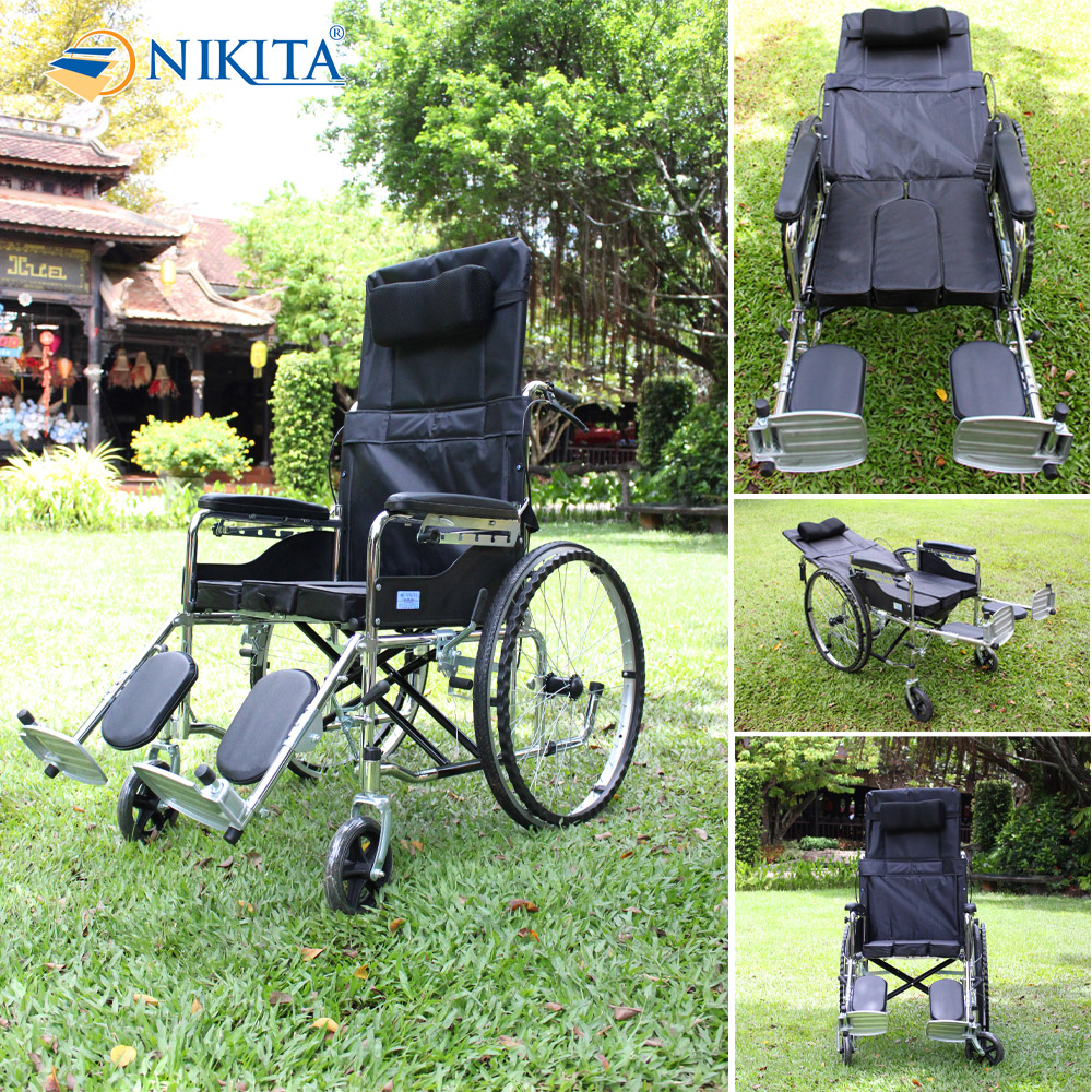 Xe lăn tay ngả giường có bô Nikita N213-1